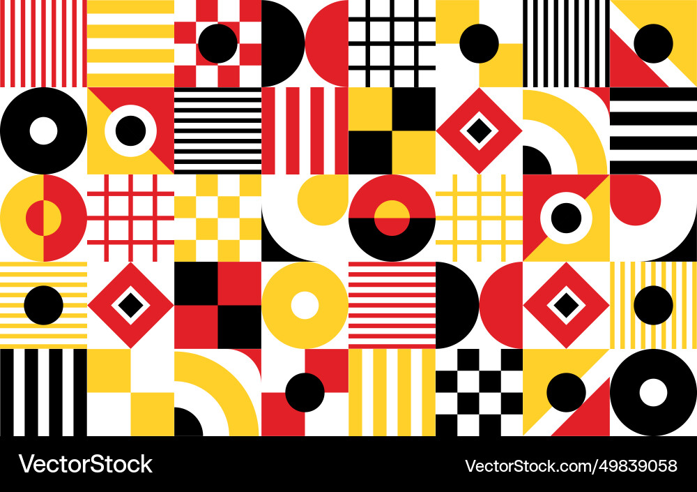 Black red and yellow geometric bauhaus pattern Vector Image