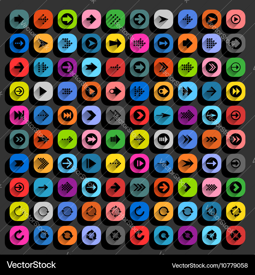 Color arrow icon in flat style Royalty Free Vector Image