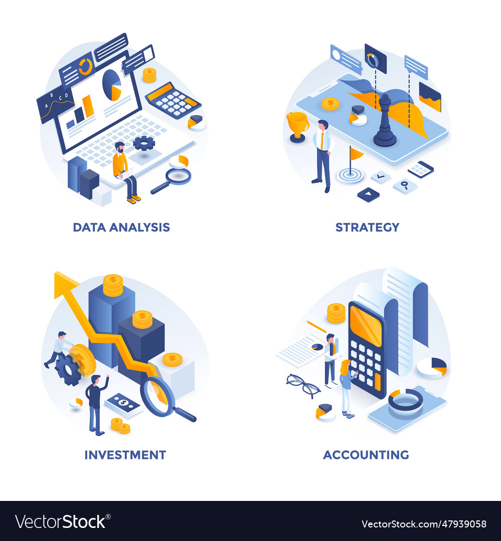 Flat color modern isometric concepts design 10 Vector Image