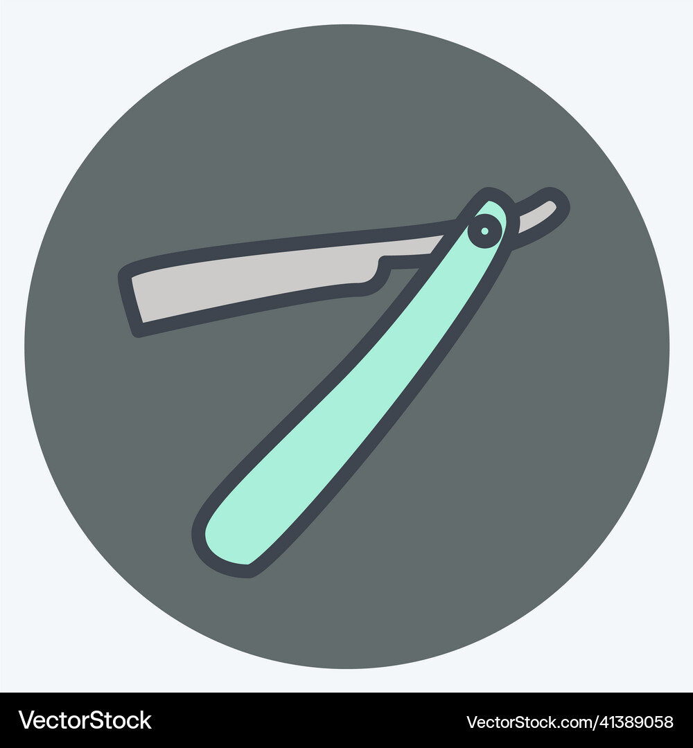 Icon straight razor - color mate style - simple Vector Image