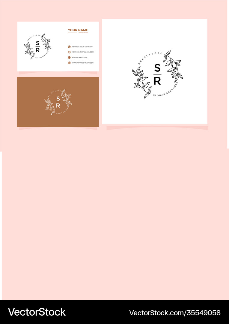 Initial sr letters beautiful floral feminine Vector Image