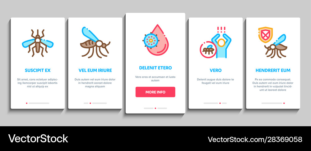 Malaria illness dengue onboarding elements icons Vector Image