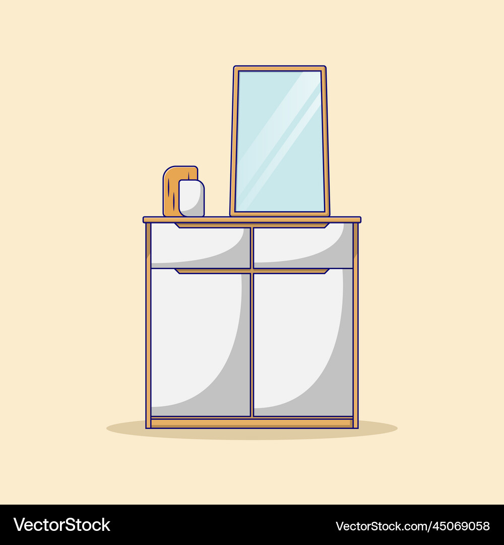 Mirror on the minimalist drawer interior modern Vector Image
