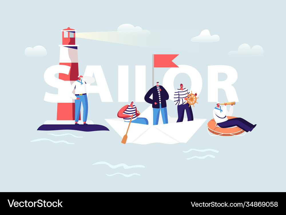 Sailor concept ship crew in uniform captain Vector Image