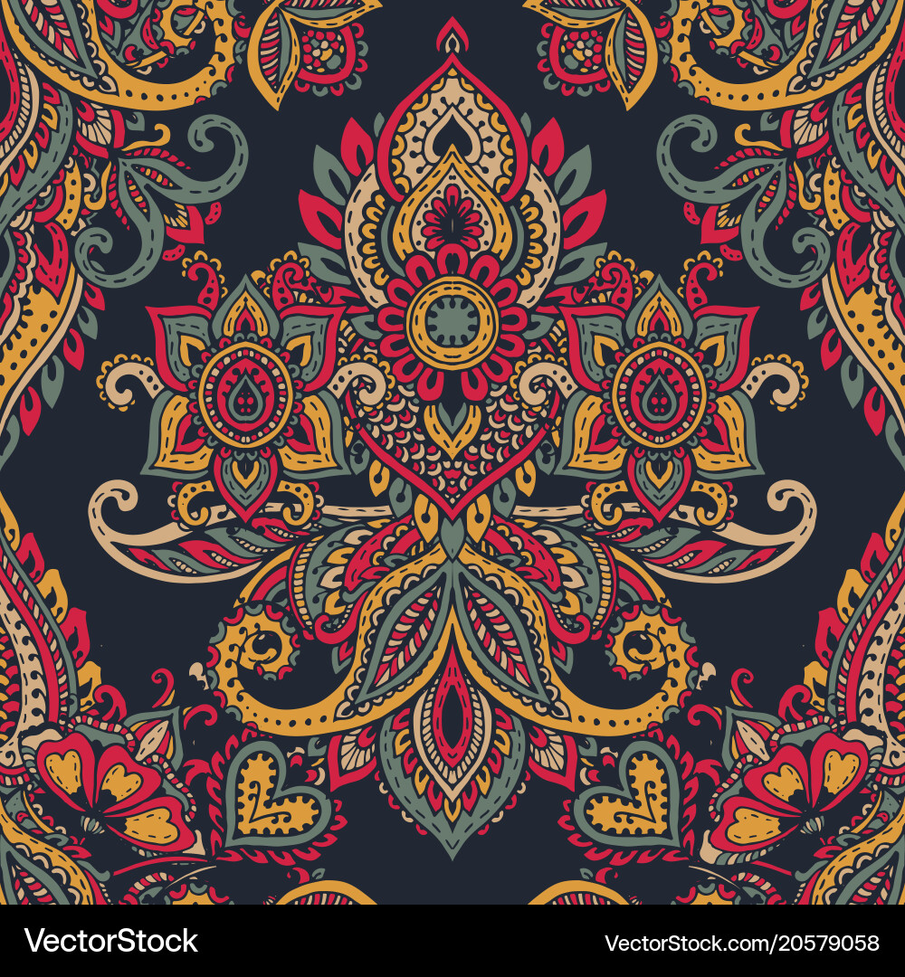 Seamless pattern with henna mehndi floral Vector Image
