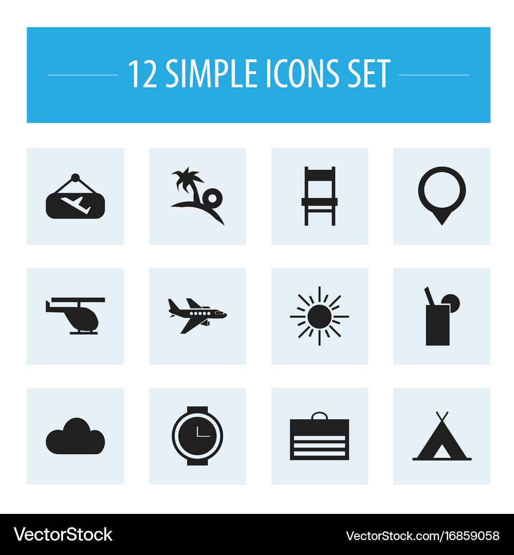 Set 12 editable trip icons includes symbols Vector Image