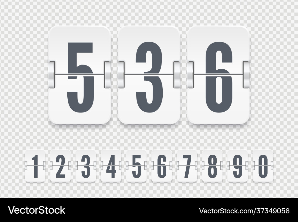 Set white flip score board number with shadows Vector Image