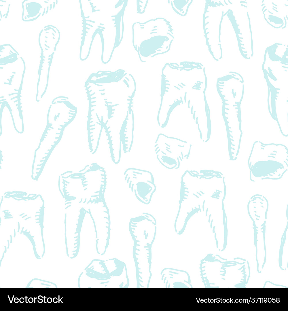 Teeth seamless blue background stomatology theme Vector Image