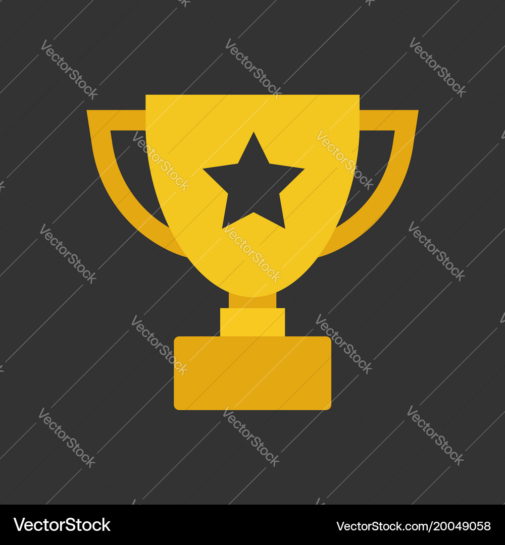 Trophy cup flat icon simple winner symbol gold Vector Image
