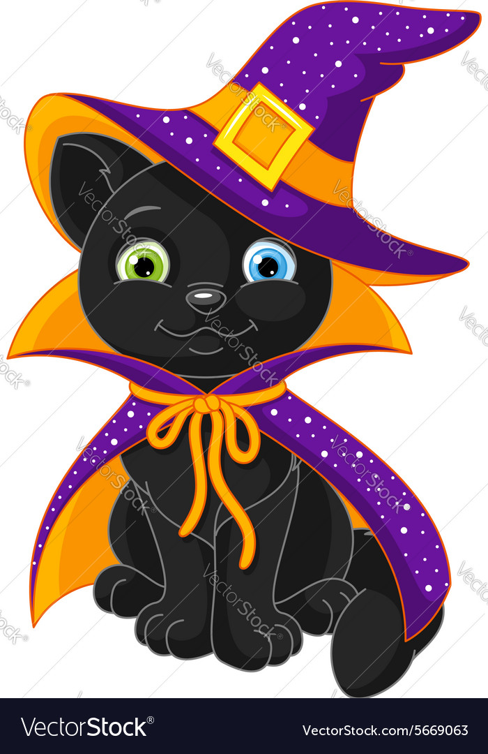 Cat witch Royalty Free Vector Image - VectorStock