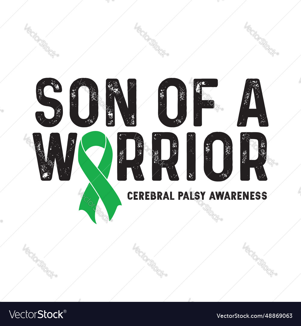 Cerebral palsy awareness green ribbon american Vector Image