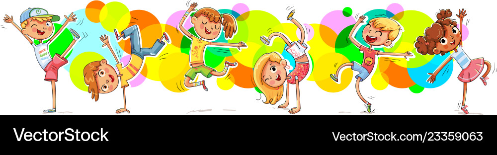 Children dancing on the background color spray Vector Image