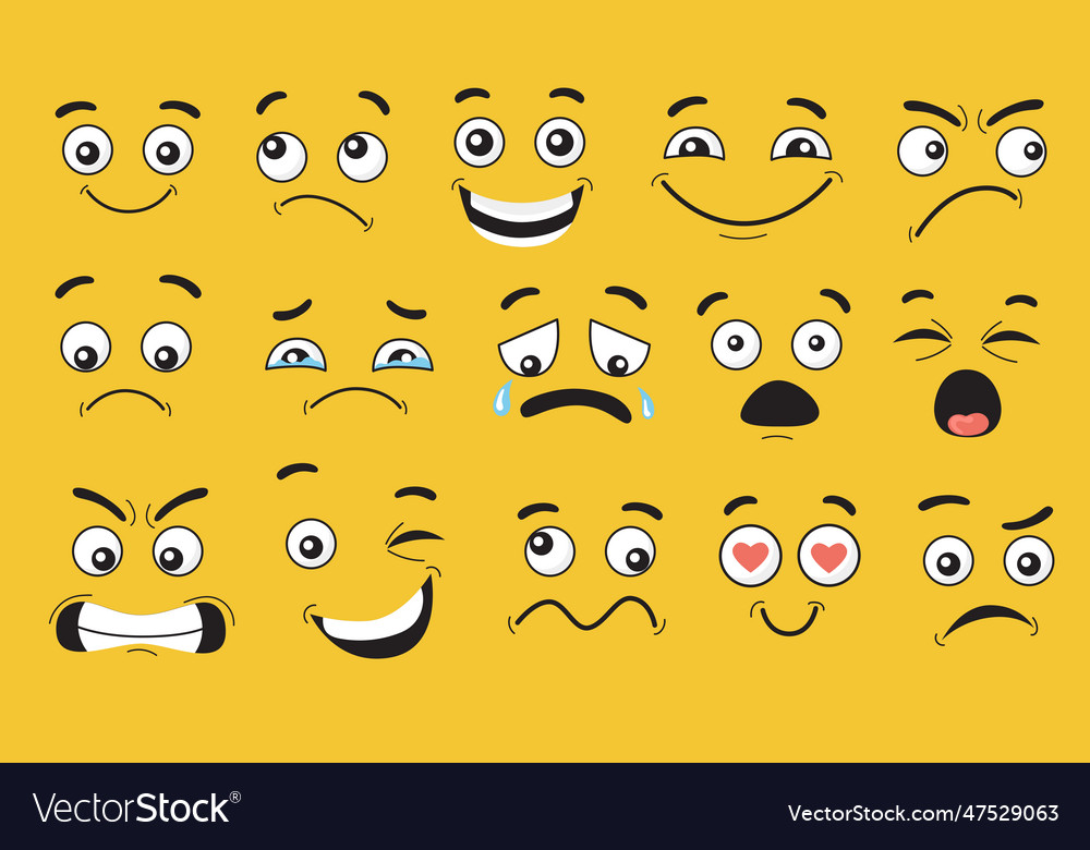 Comic face expressions set Royalty Free Vector Image