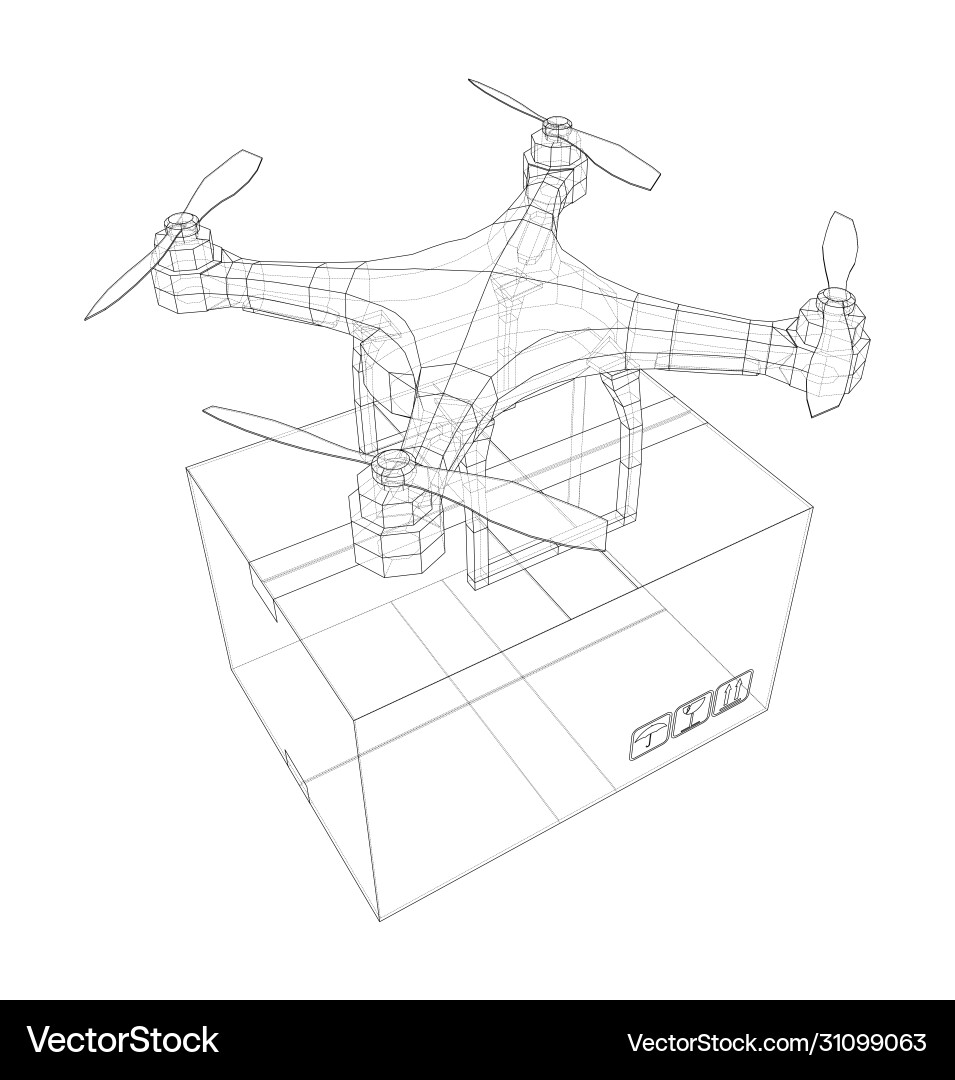 Delivery drone concept outline Royalty Free Vector Image