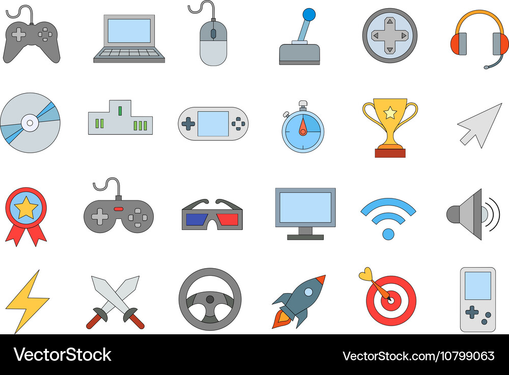 Entertainment colorful icons set Royalty Free Vector Image