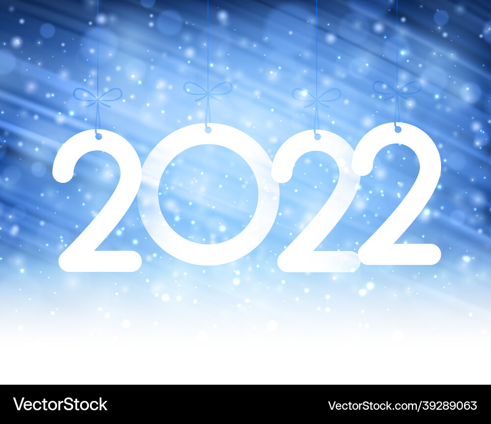 Hanging 2022 on blue brush strokes background Vector Image