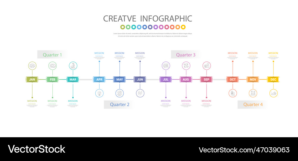 Infographic template for 112 months in 4 quarter Vector Image