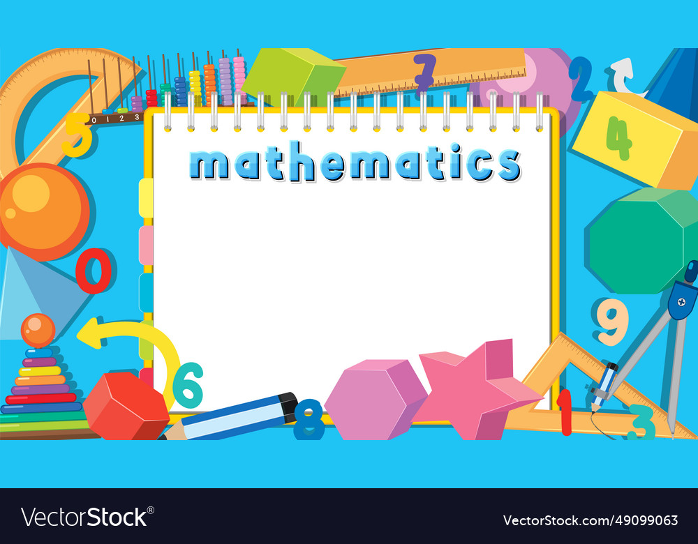 Mathematics notebook with math tools background Vector Image
