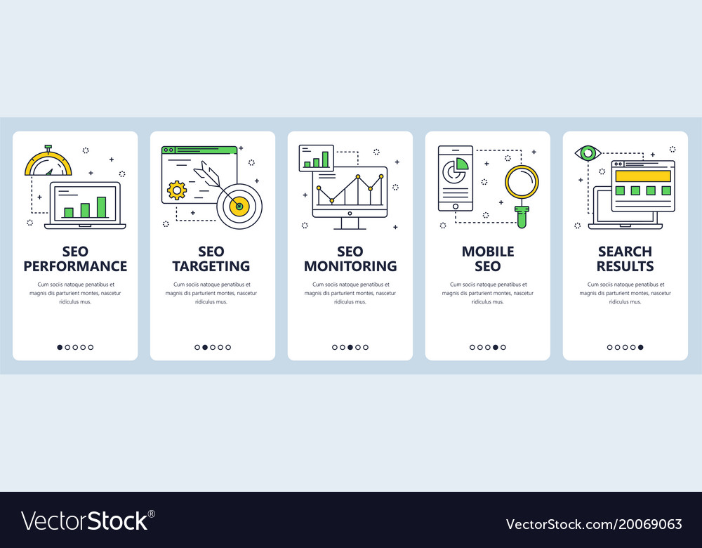 Modern thin line seo concept web banner set Vector Image