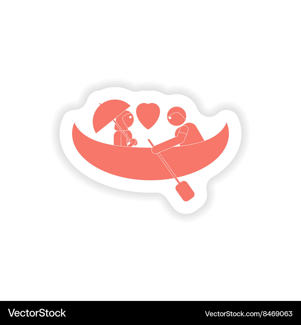 Paper sticker on white background love boat Vector Image
