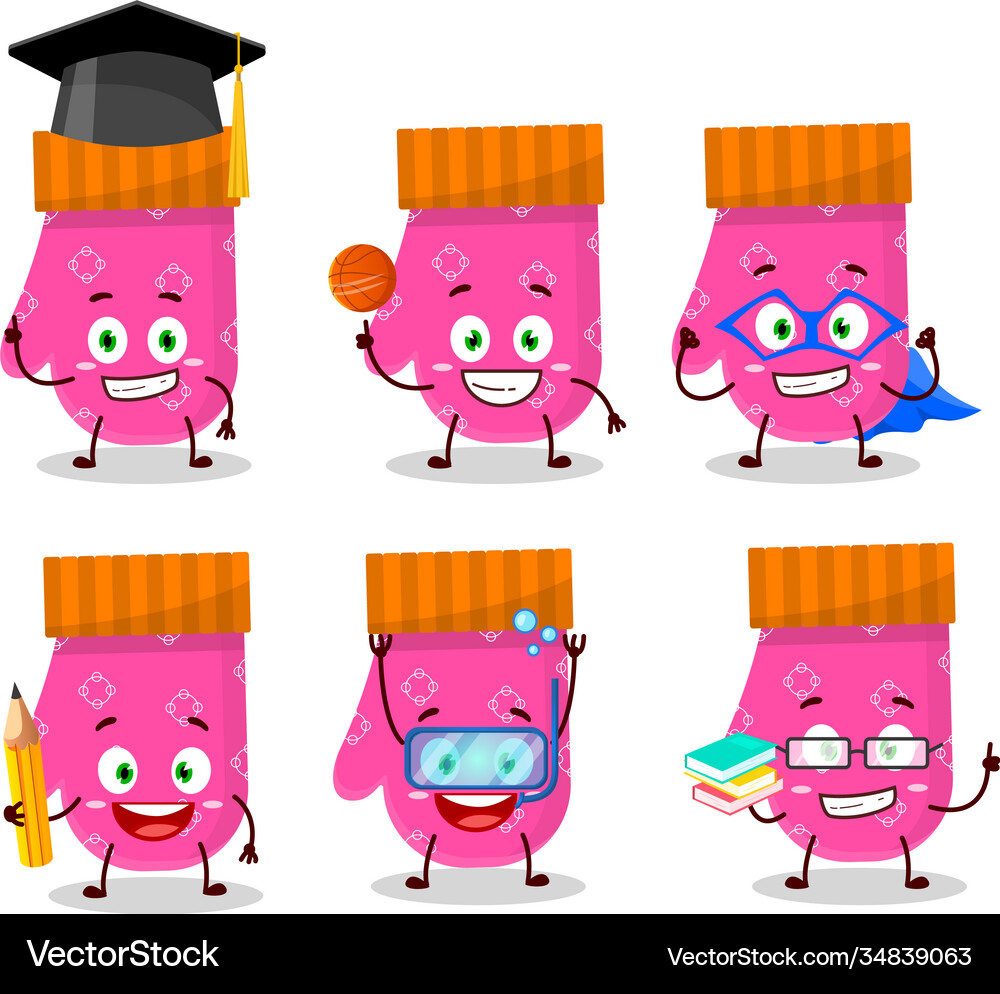 School student pink gloves cartoon character Vector Image