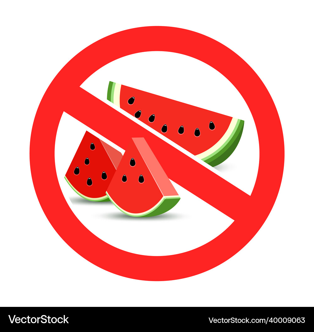 Sign no watermelon red stop fruit water Royalty Free Vector