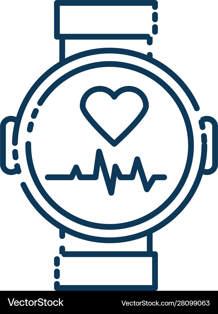 Smartwatch with healthy app line style icon Vector Image