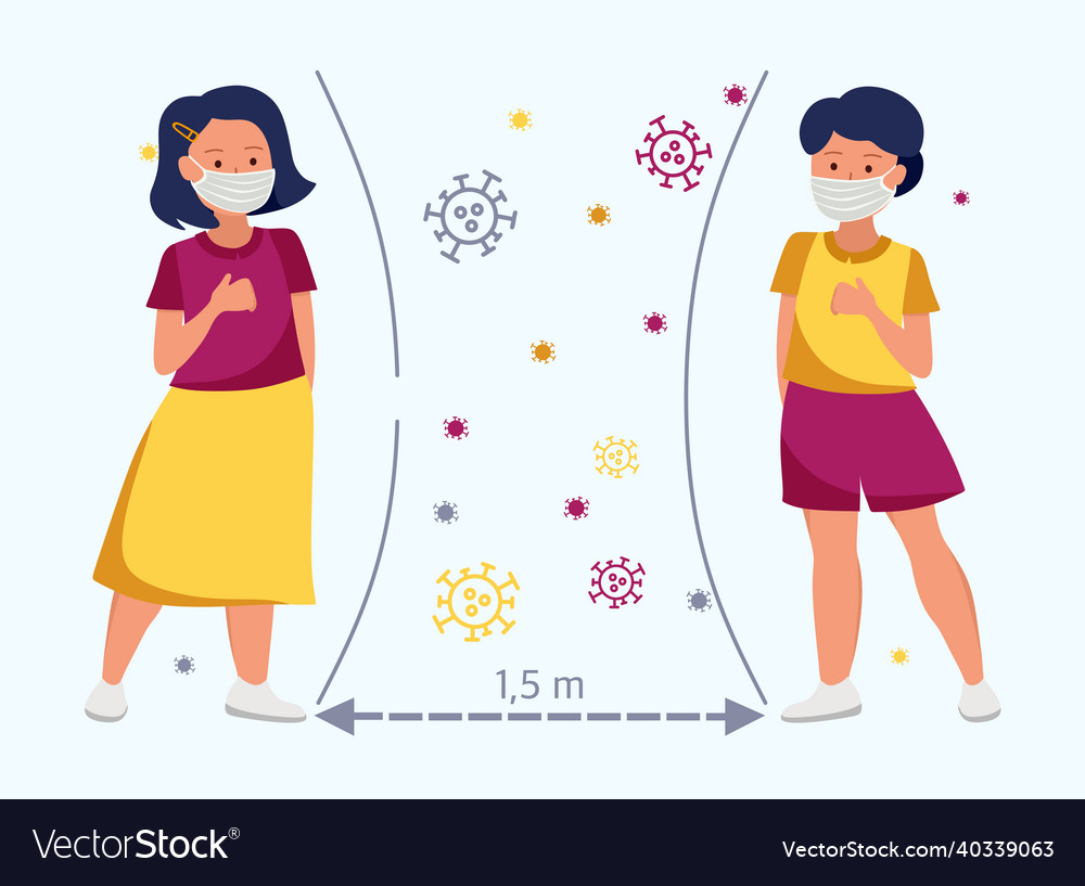 Social distance keep a in society Royalty Free Vector Image