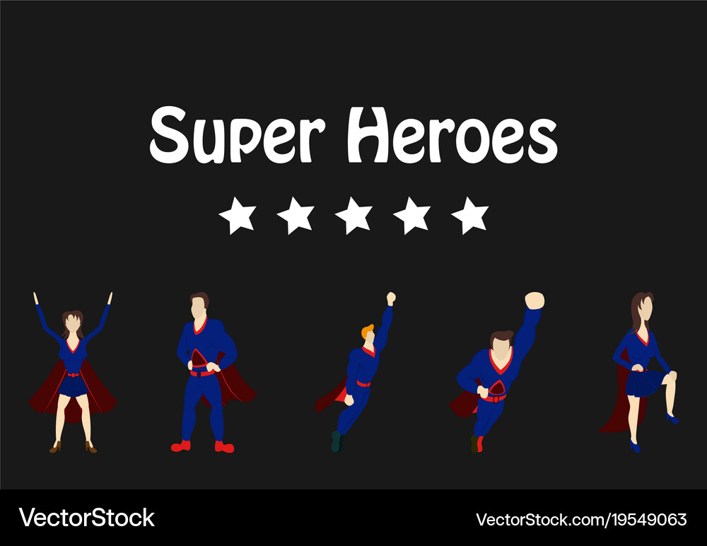 Superhero actions icon set in cartoon colored Vector Image