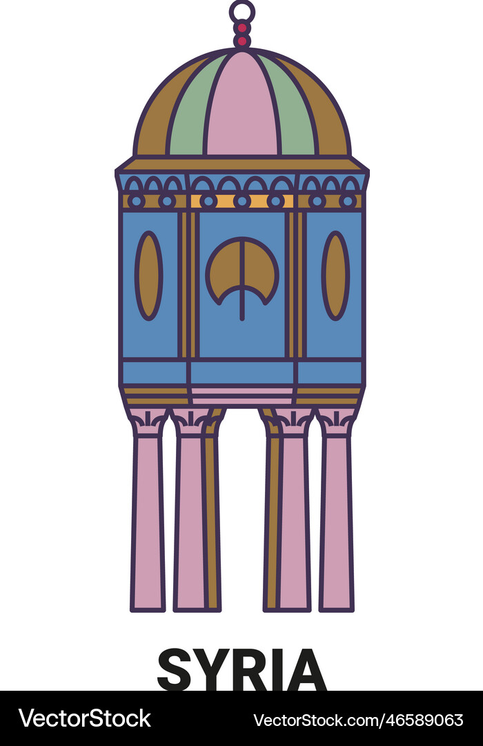 Syria travel landmark Royalty Free Vector Image