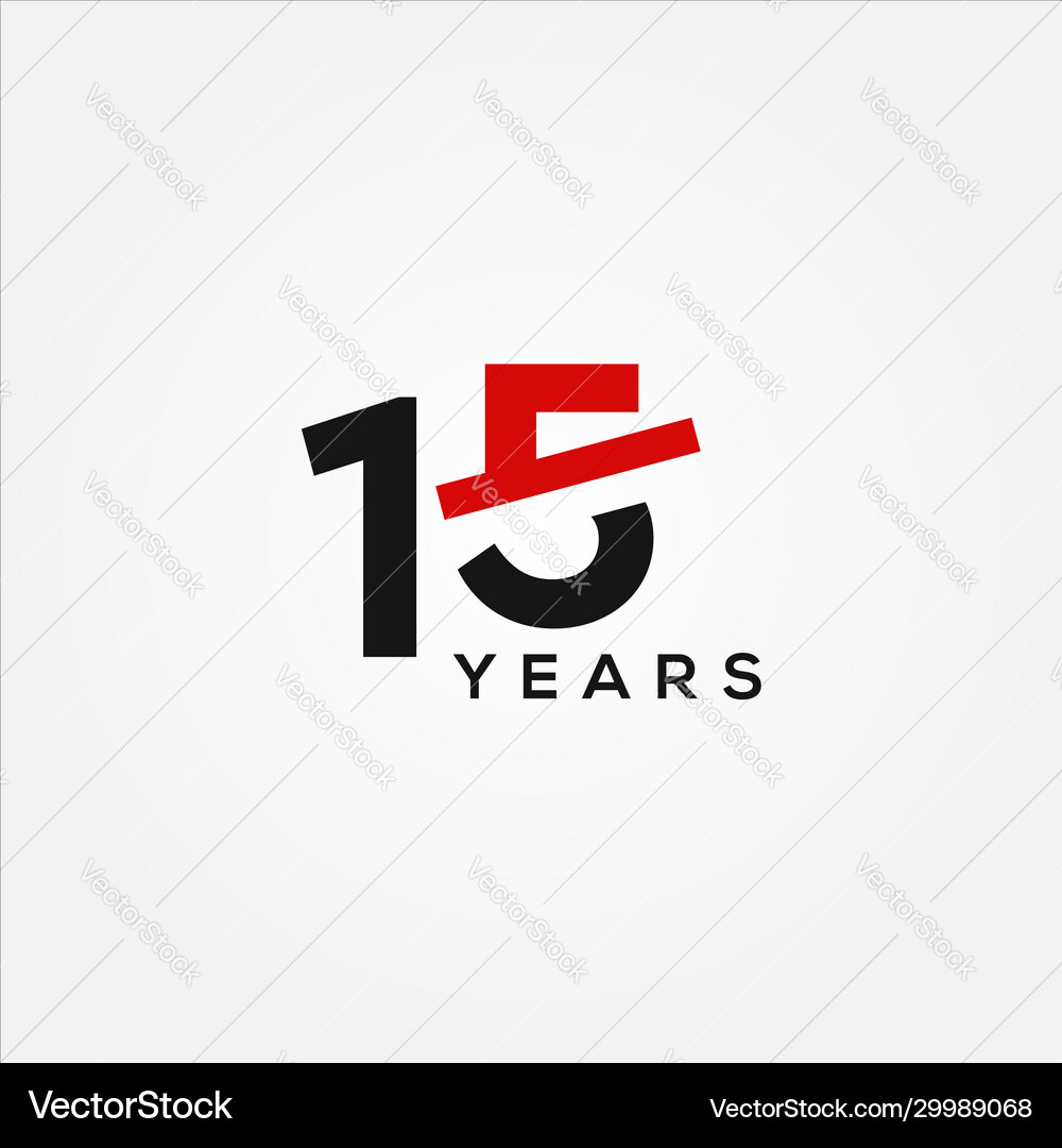 15 years anniversary black red elegant design Vector Image