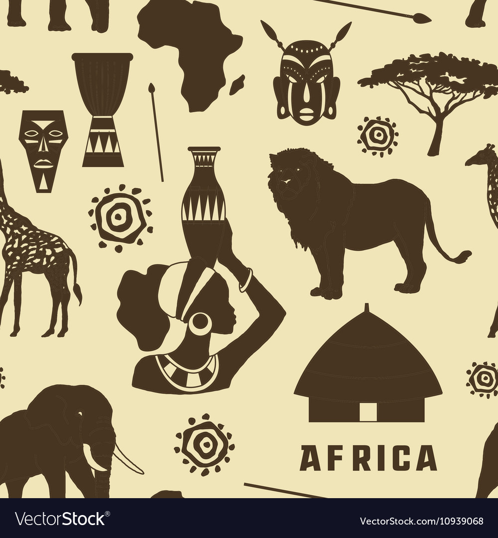 Africa icons set pattern Royalty Free Vector Image Africa icons set pattern Royalty Free Vector Image