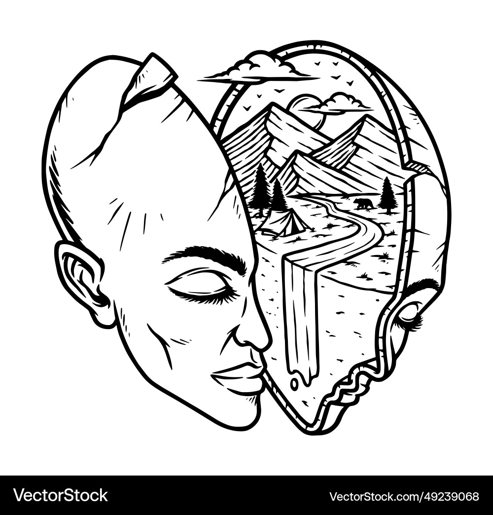 Beautiful mountain scenery in my mind Royalty Free Vector