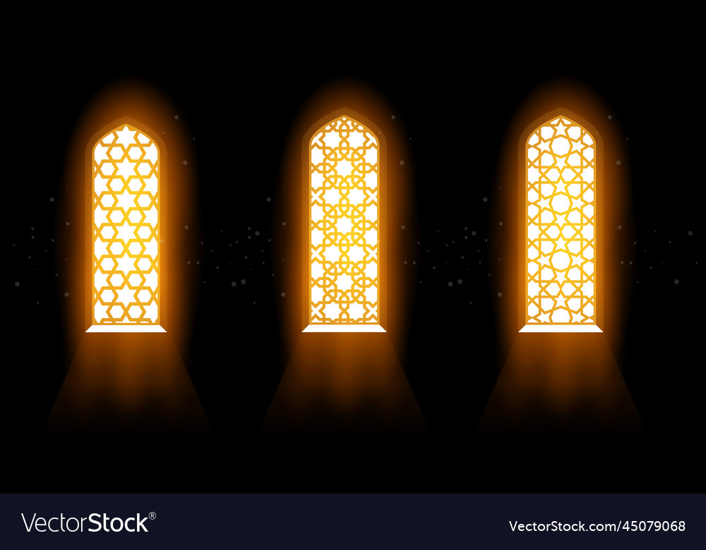 Blessing light flows through mosque window Vector Image