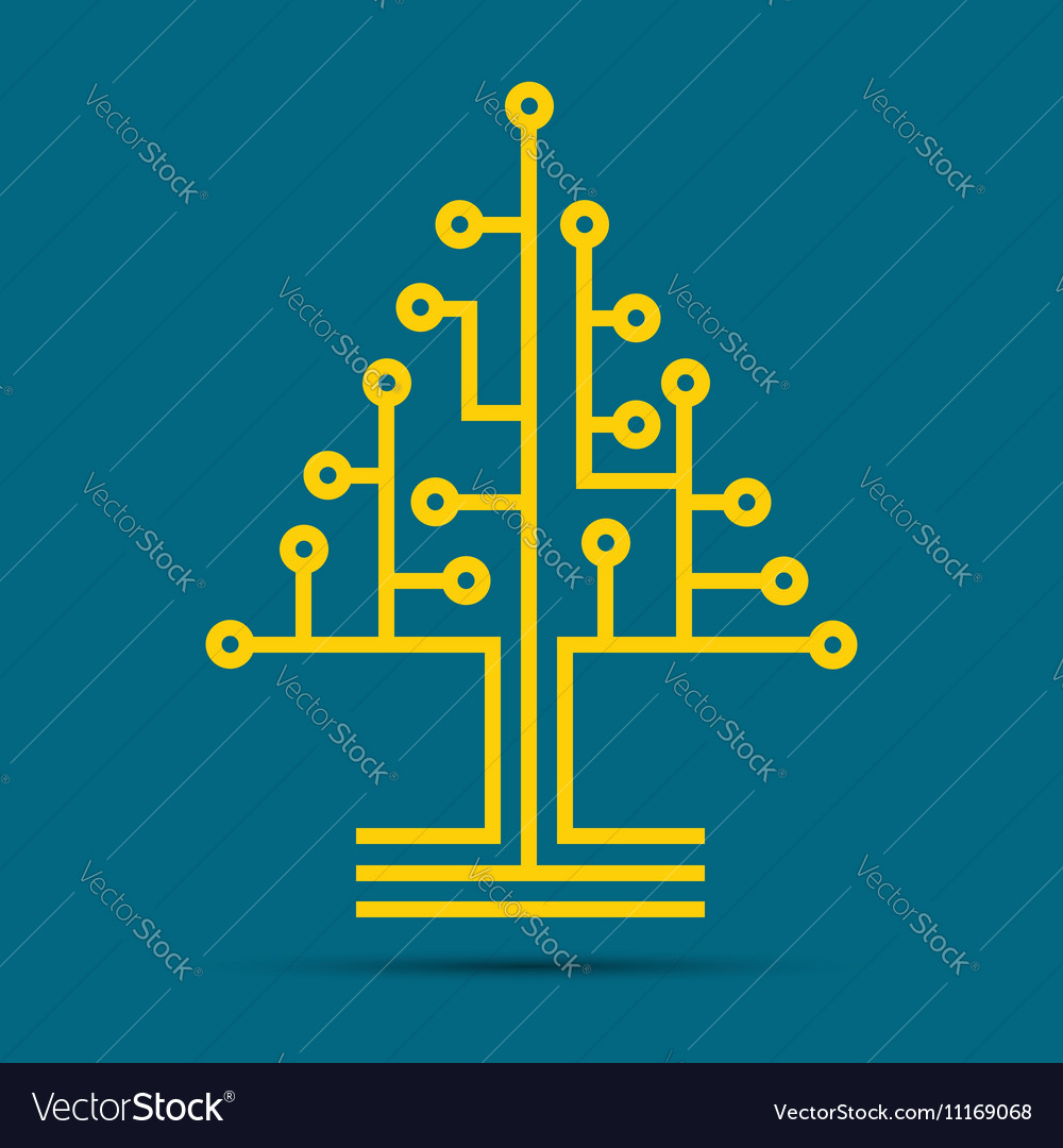 Circuit board pattern in the shape of tree Vector Image