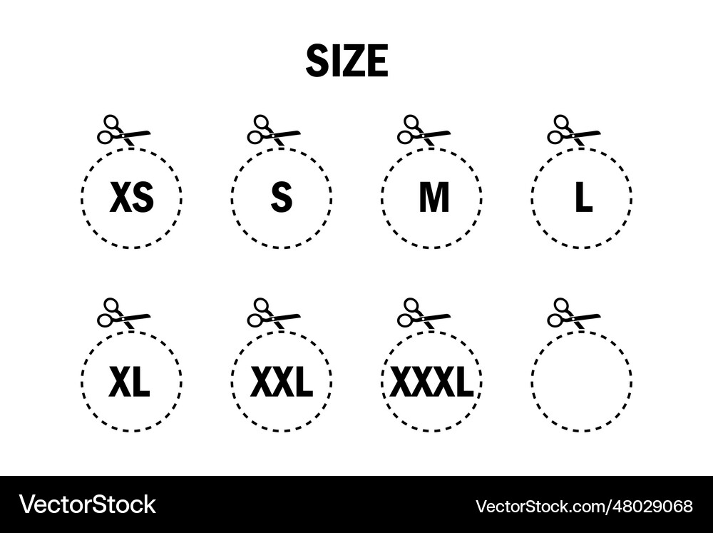 Clothing sizes labels clothing sizes icons Vector Image