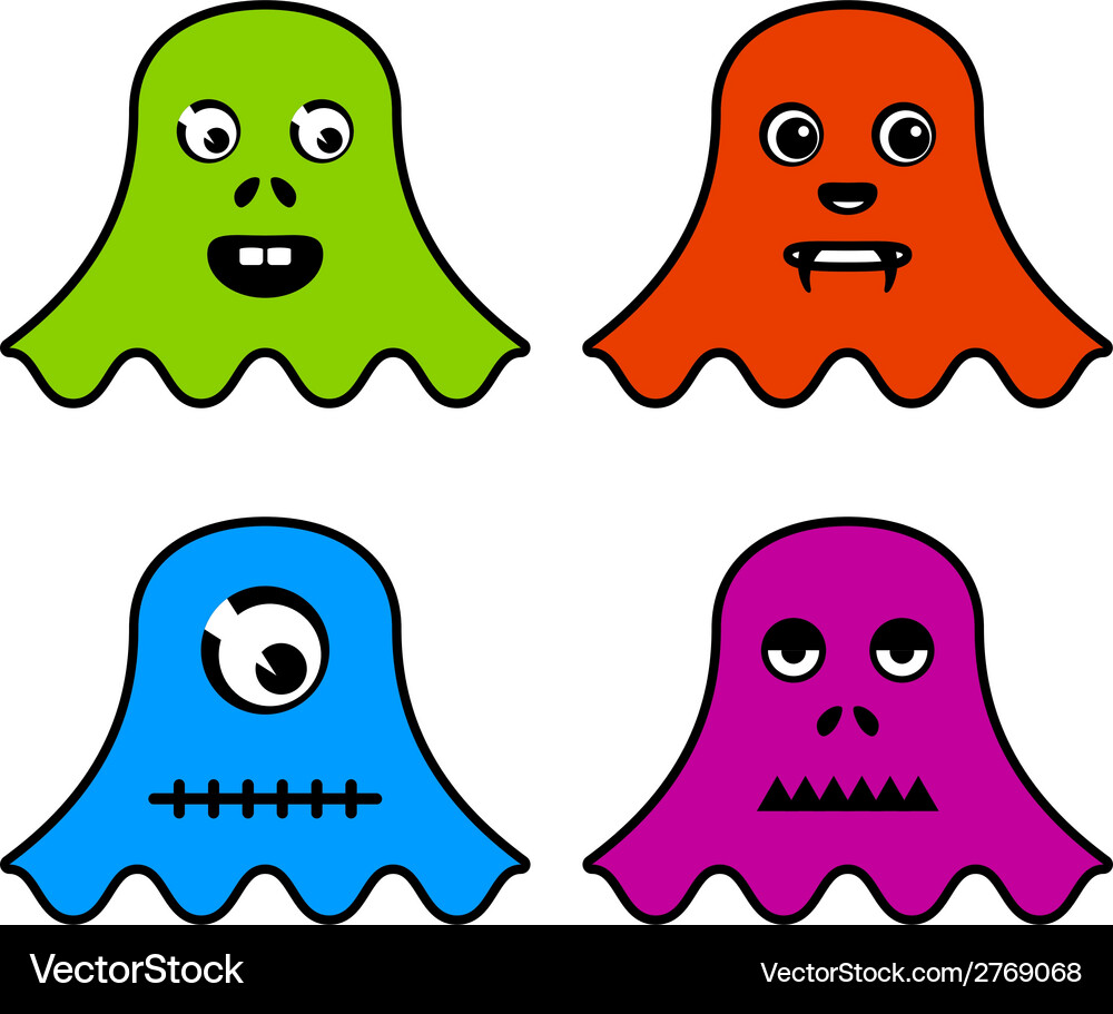 Cute ghost monsters Royalty Free Vector Image - VectorStock