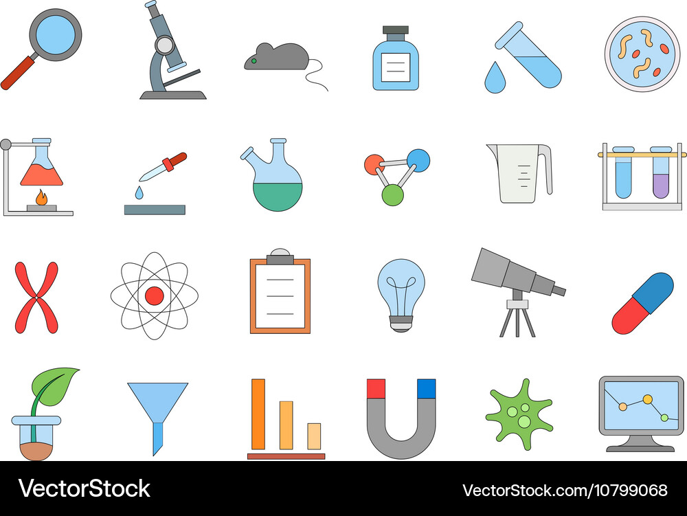 Laboratory colorful icons set Royalty Free Vector Image