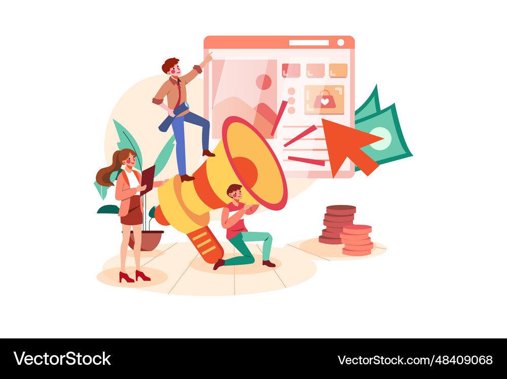 Marketing team working on product based promotion Vector Image