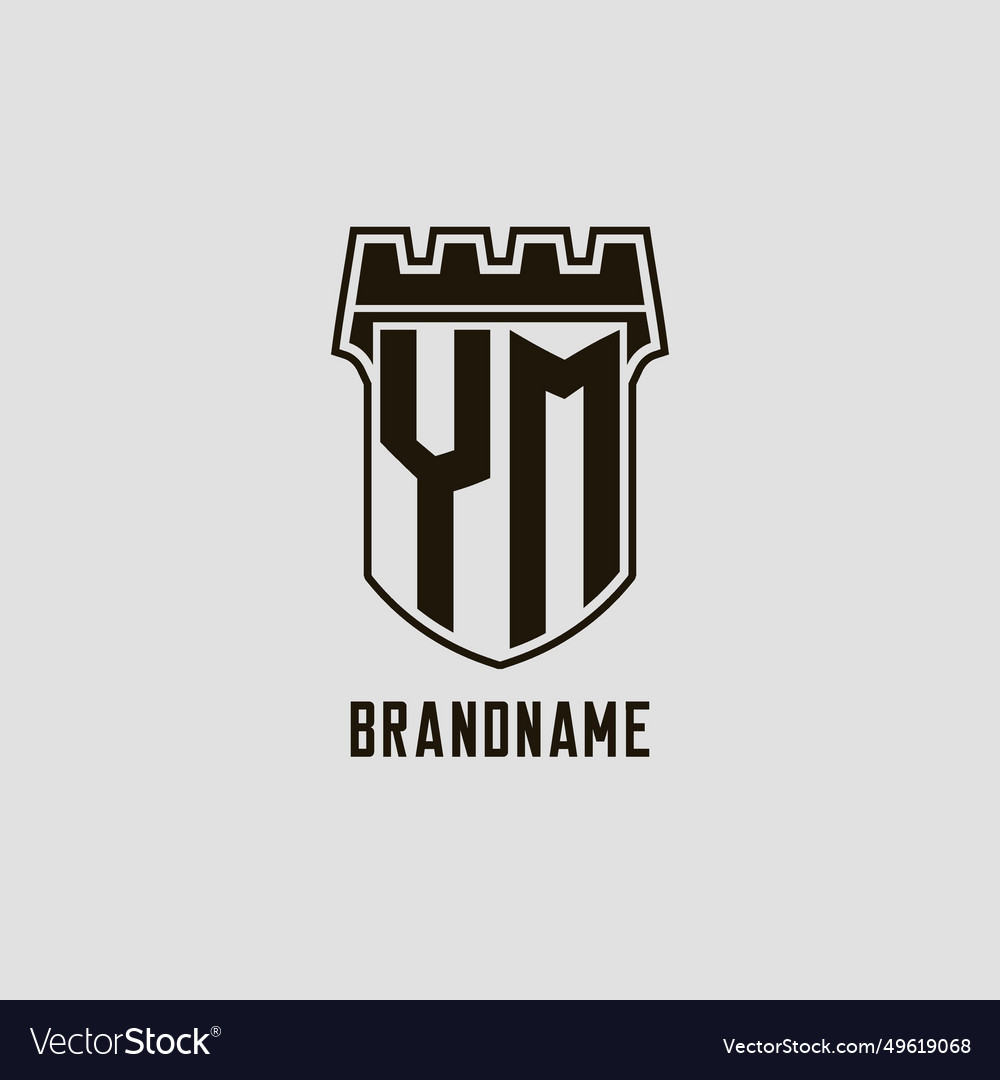 Monogram ym with shield fortress logo design style