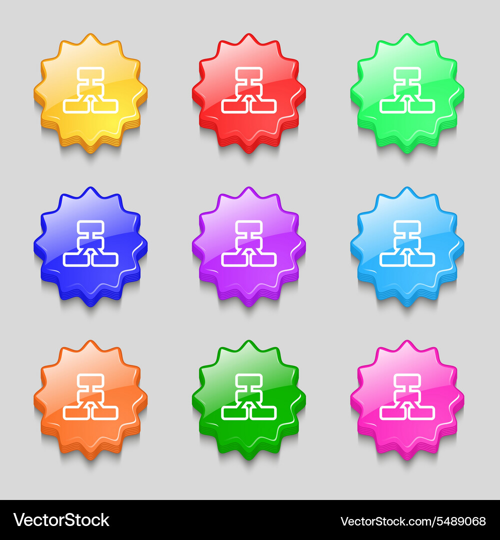 Network icon sign symbol on nine wavy colourful Vector Image