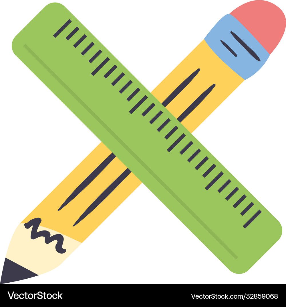 Pencil and ruler line fill style icon Royalty Free Vector