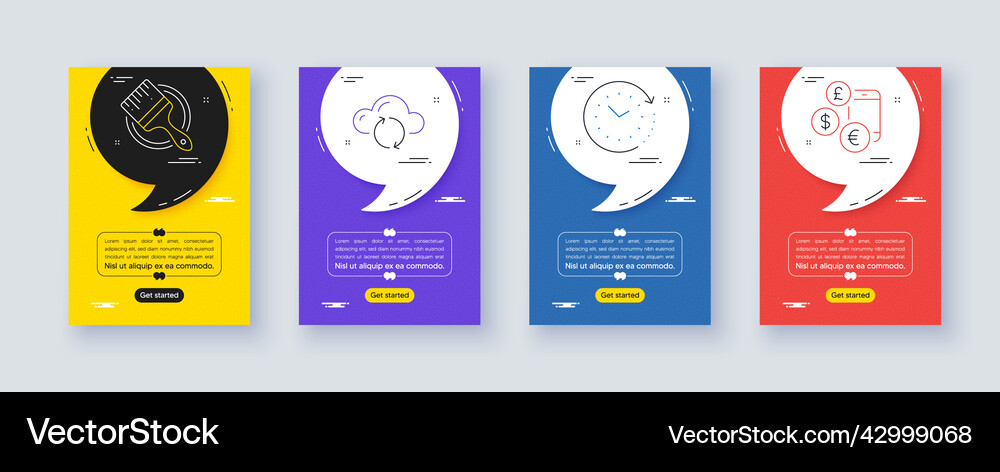 Set of cloud sync brush and time change line Vector Image