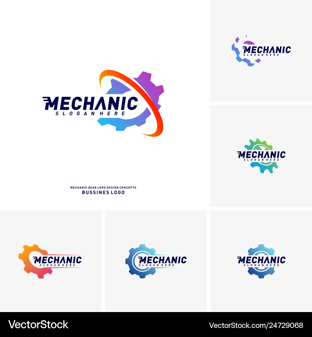 Set of gear logo design concepts mechanical Vector Image
