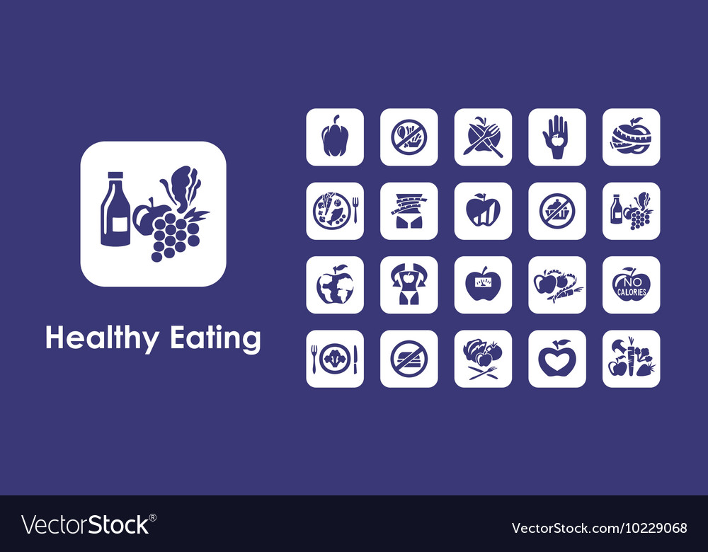 Set of healthy eating simple icons Royalty Free Vector Image