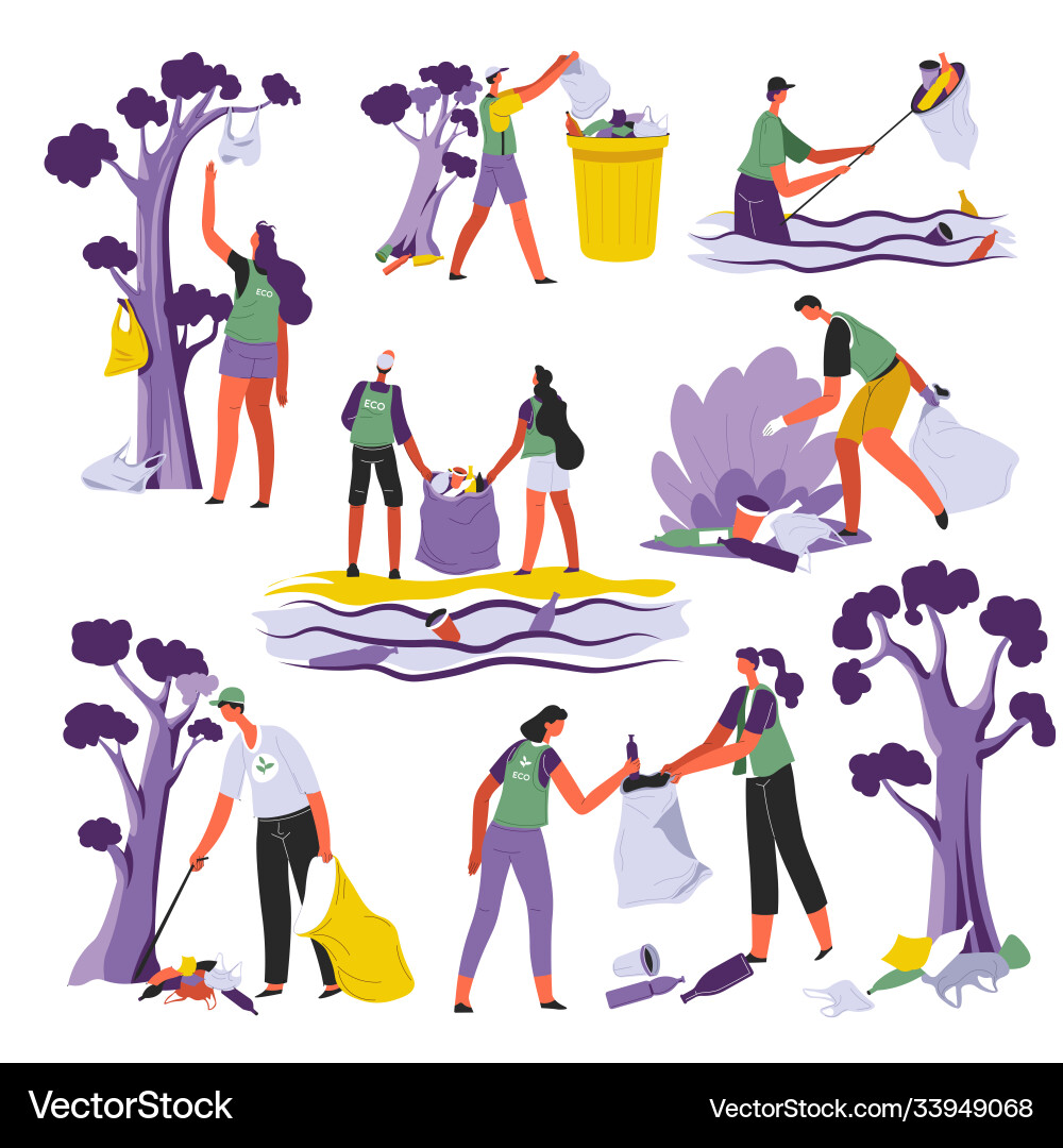 Volunteers caring for ecology and environment Vector Image