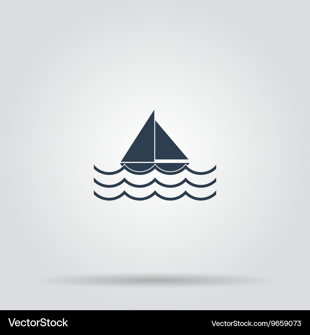 Boat and sea wave icon Royalty Free Vector Image