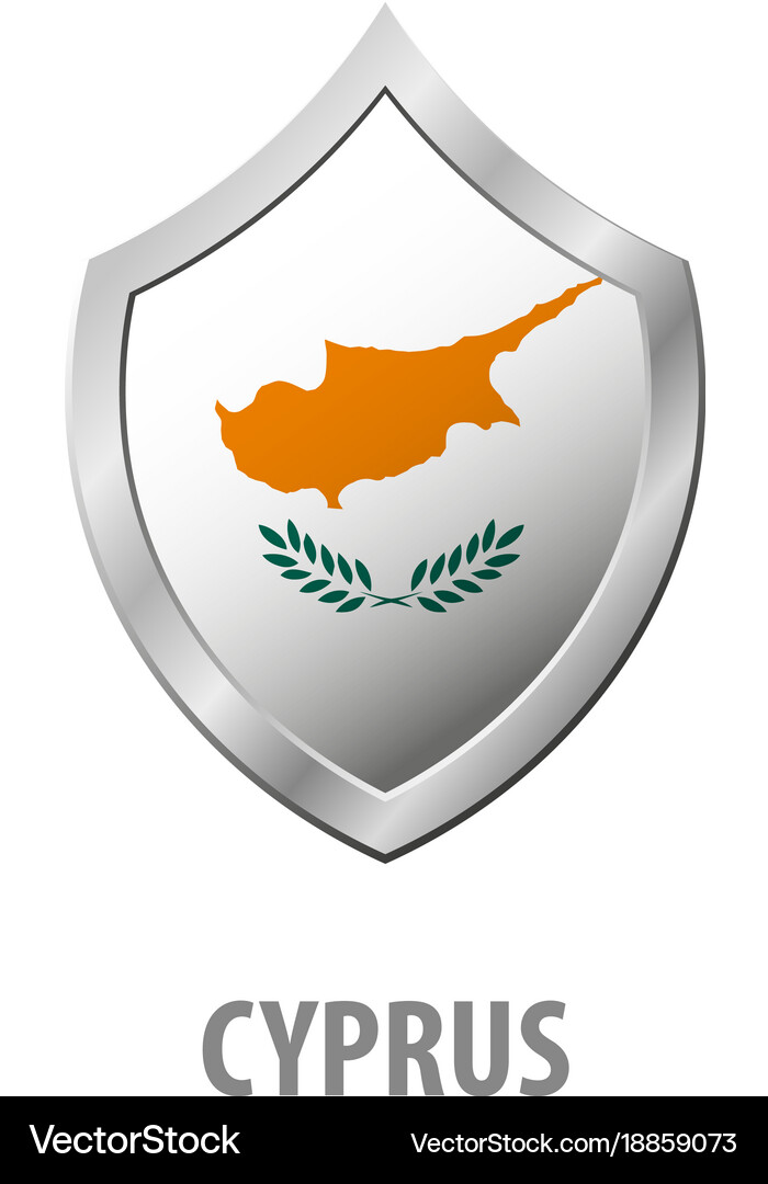 Cyprus flag on metal shiny shield Royalty Free Vector Image