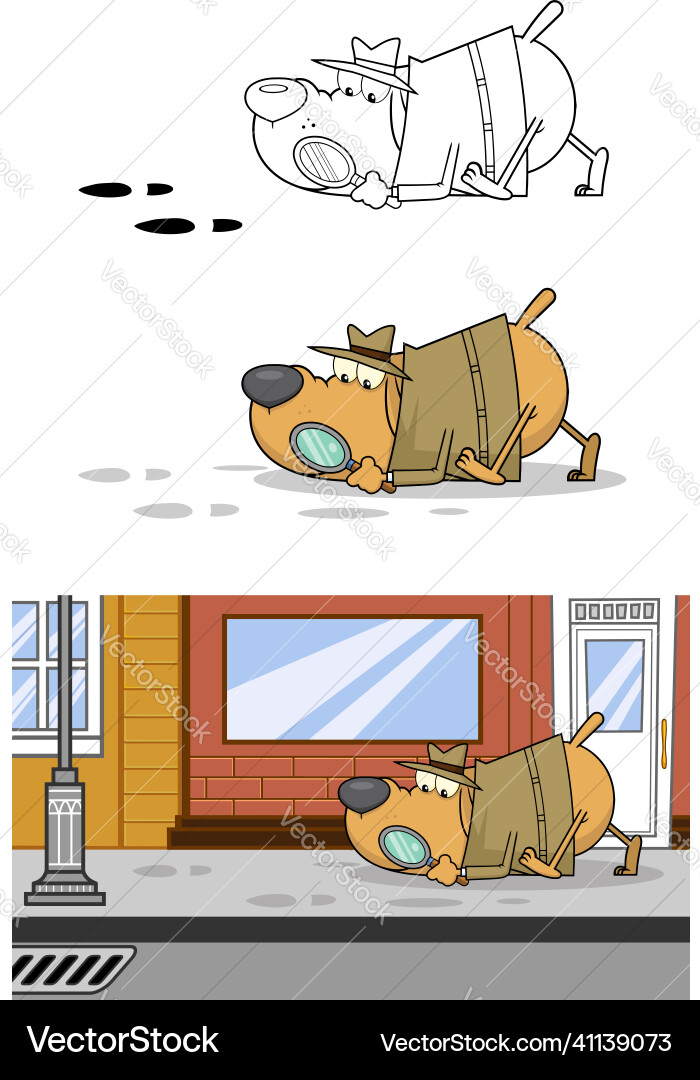 Detective dog cartoon character Royalty Free Vector Image