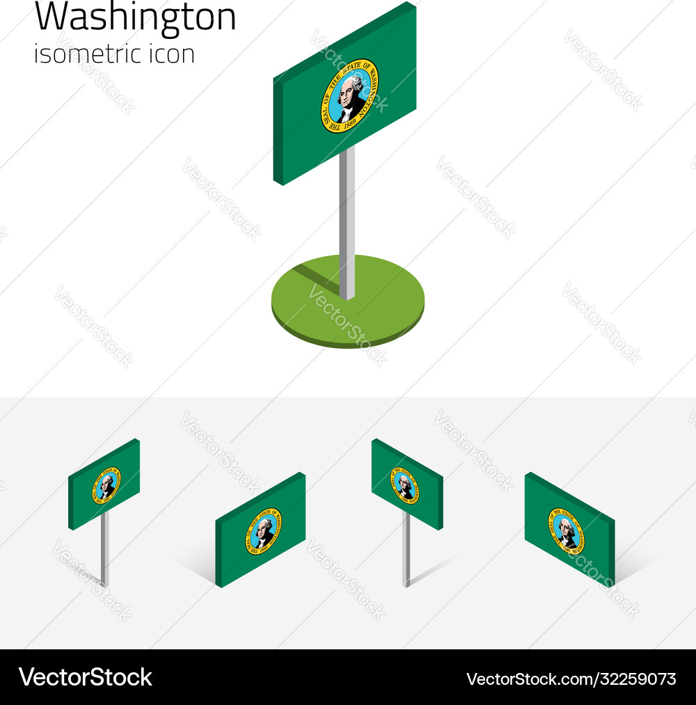 Flag washington state usa 3d isometric icons Vector Image